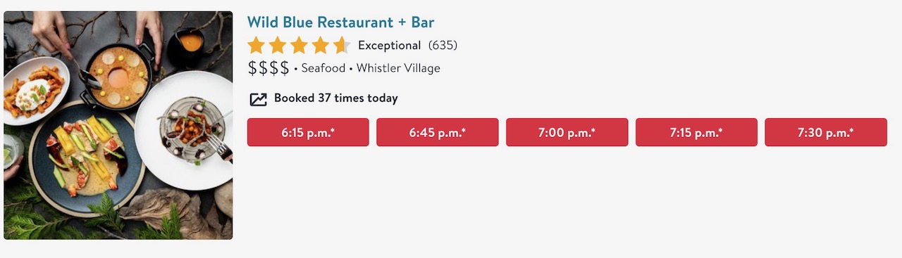 Restaurant Review: Wild Blue Restaurant and Bar, Whistler, Canada ...